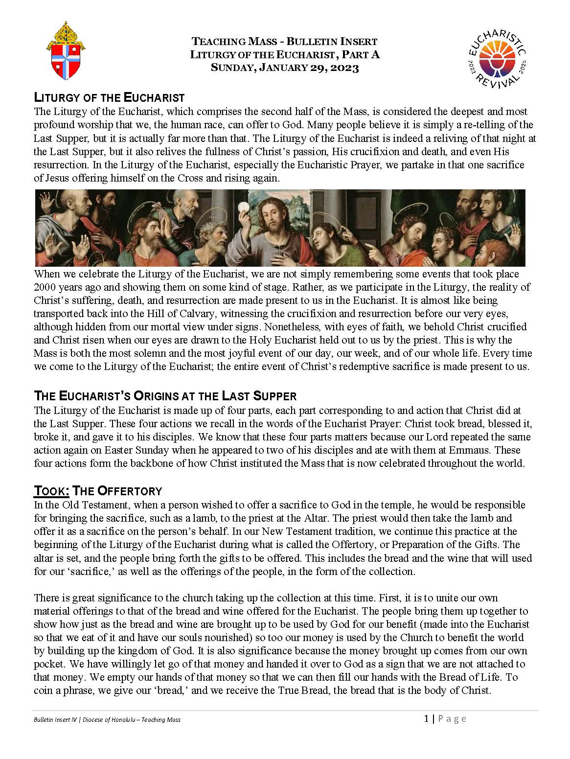 Teaching Mass – Bulletin Inserts – Cathedral Basilica of Our Lady of Peace