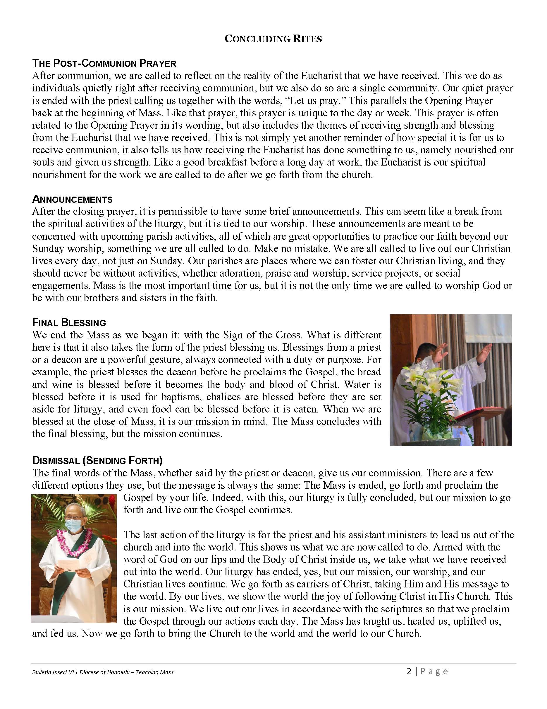 Teaching Mass – Bulletin Inserts – Cathedral Basilica of Our Lady of Peace